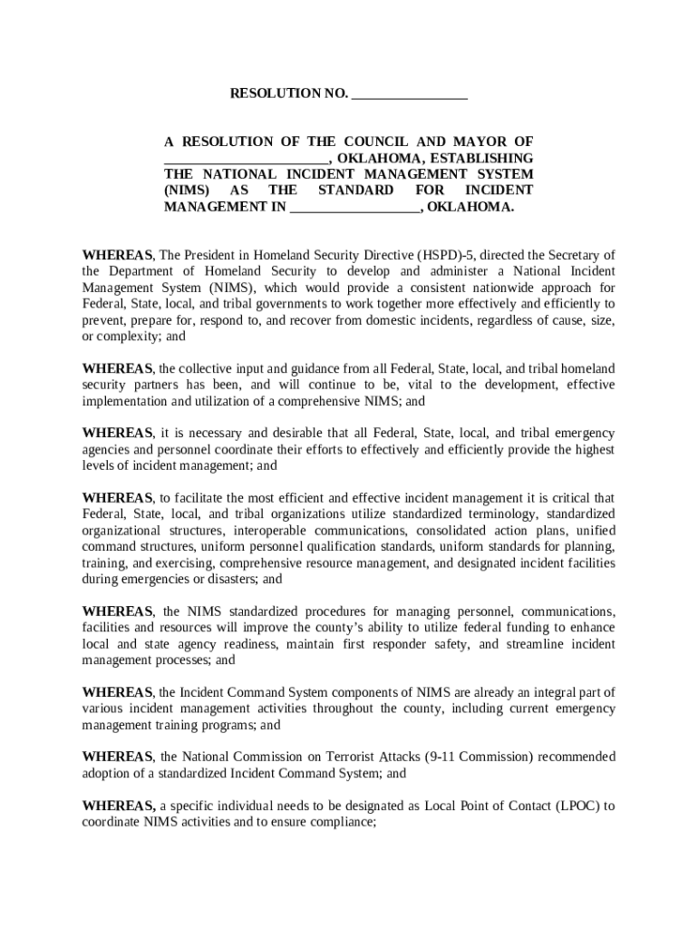 National Incident Management System (NIMS) - Oklahoma.gov Doc Template ...