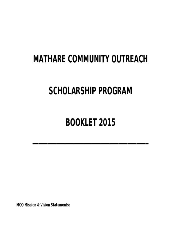 mathare community outreach scholarship program booklet ... Doc Template | pdfFiller