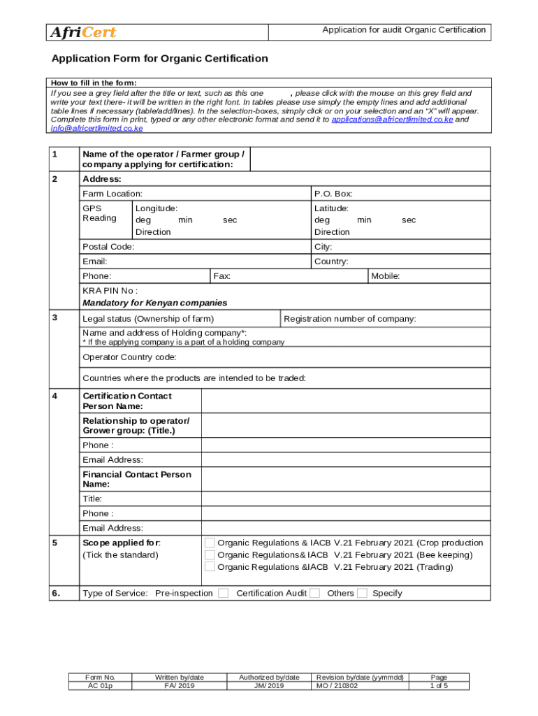 Application for GlobalGAP Certification - africertlimited co Doc ...