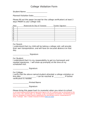 Campus visits for school and college groups Doc Template | pdfFiller