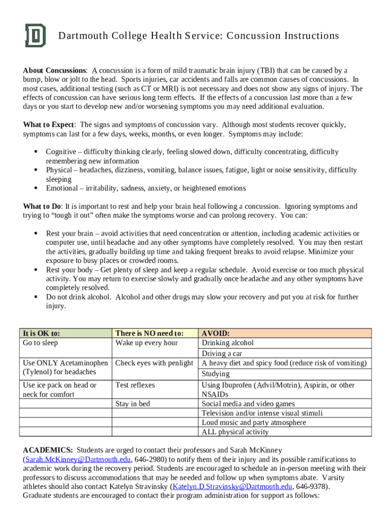 Facts About Concussion and Brain Injury - CDC Doc Template | pdfFiller