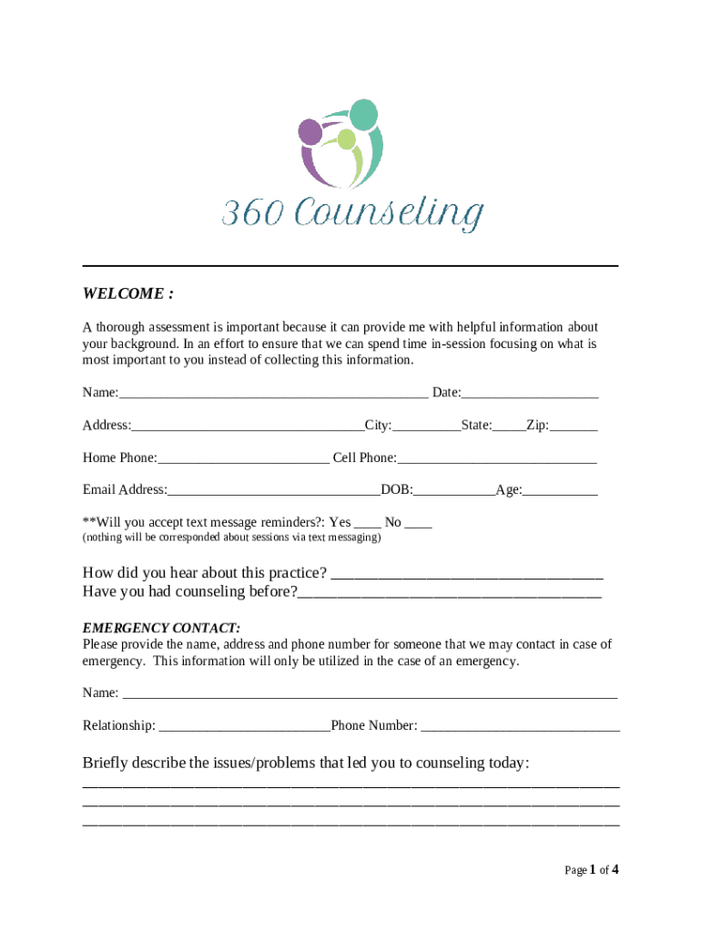 360-Counseling-Intake- Doc Template | pdfFiller