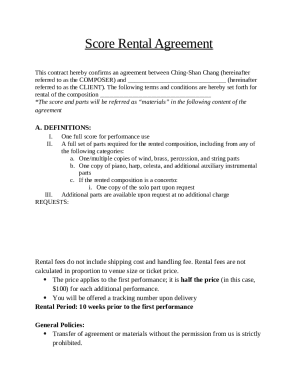 Score Rental Agreement Doc Template | pdfFiller