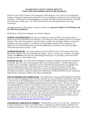 VOLUNTARY PRE KINDERGARTEN PROGRAM Doc Template | pdfFiller