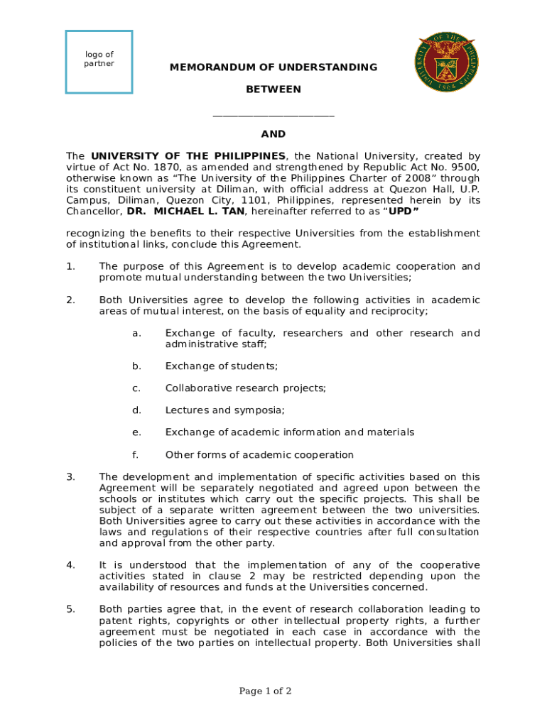 What is memorandum of agreement philippines - ovcaa upd edu Doc ...