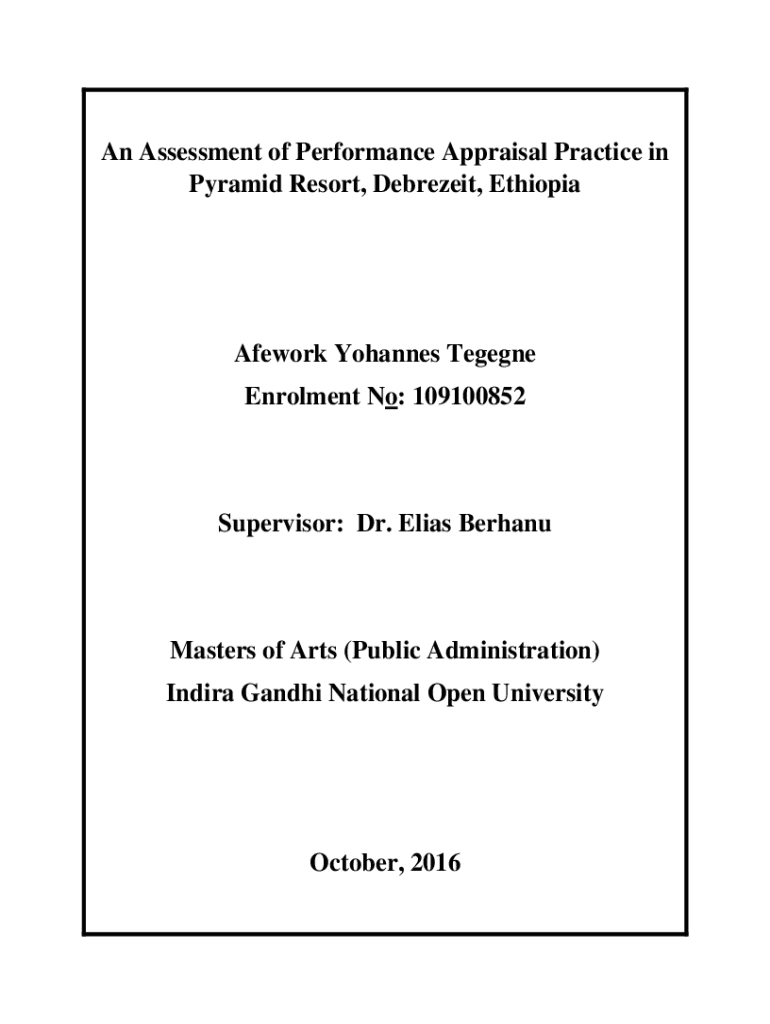 Fillable Online An Assessment of Performance Appraisal Practice in ...