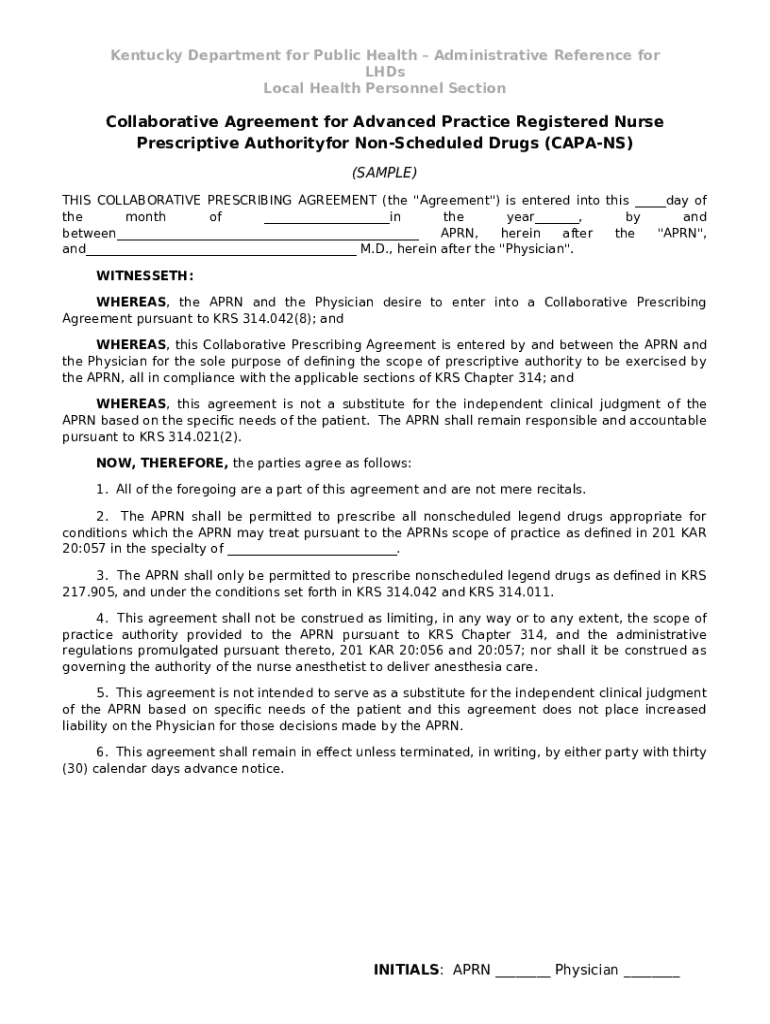 Collaborative Agreement for Advanced Practice Registered Nurse (Local ...