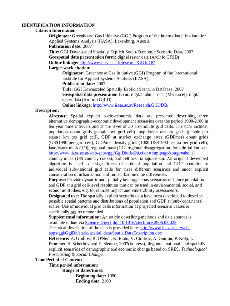 IIASA Greenhouse Gas Initiative (GGI) Long-term ... Doc Template ...