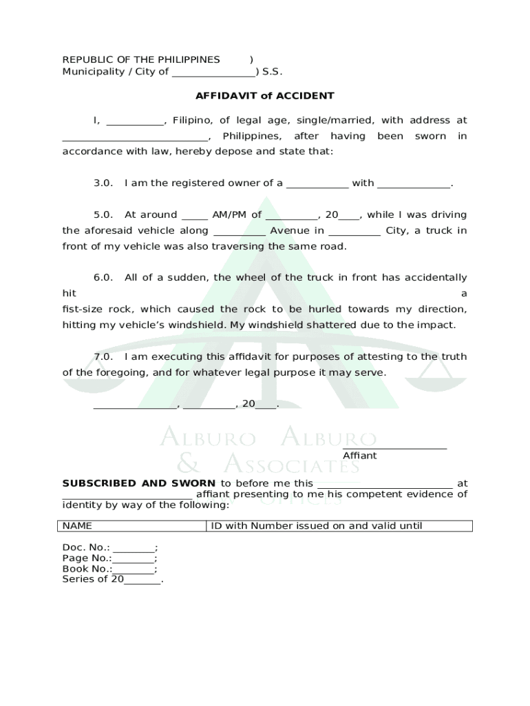 Sample Affidavit of Desistance and Quitclaim Doc Template | pdfFiller