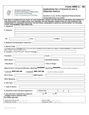 NMS 2-06 Detection Device Licence Application Doc Template | pdfFiller