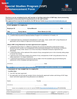 Special Studies Program (SSP) Commencement Doc Template | pdfFiller