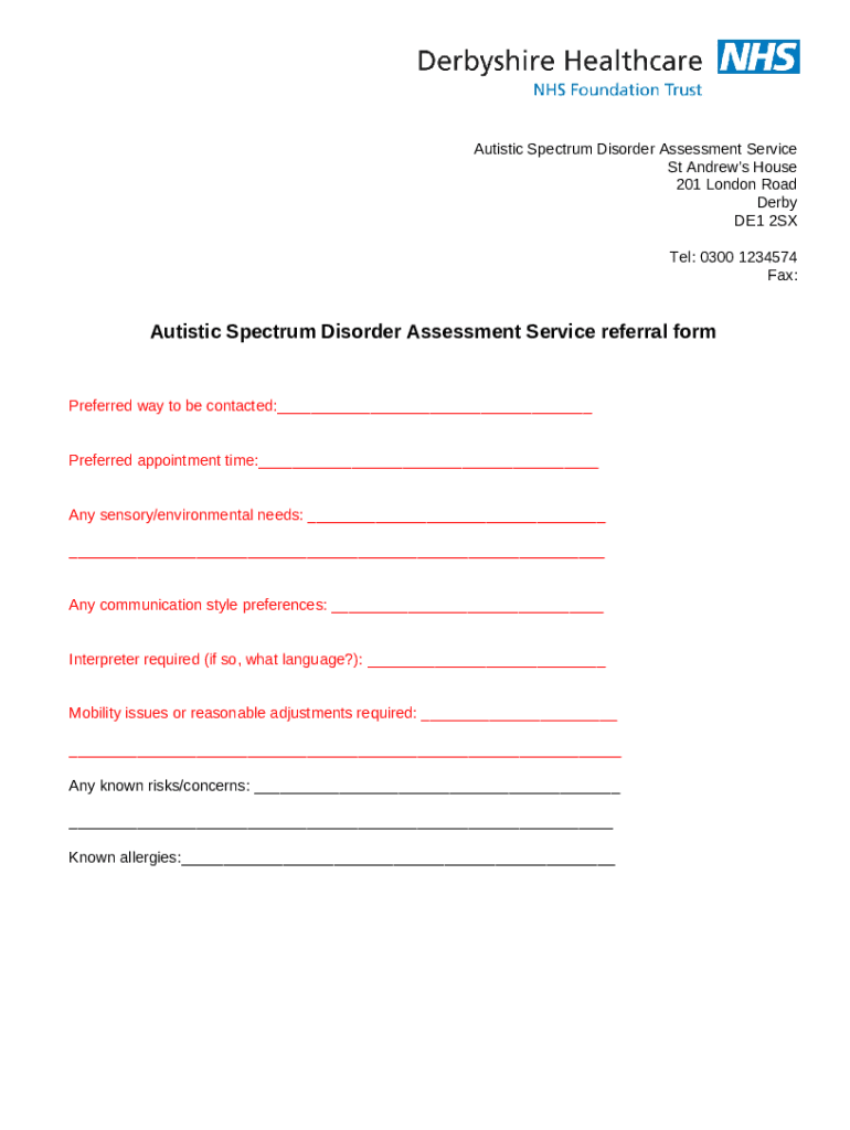 The Autism Service: Private Autism Diagnosis & Assessments Doc Template ...