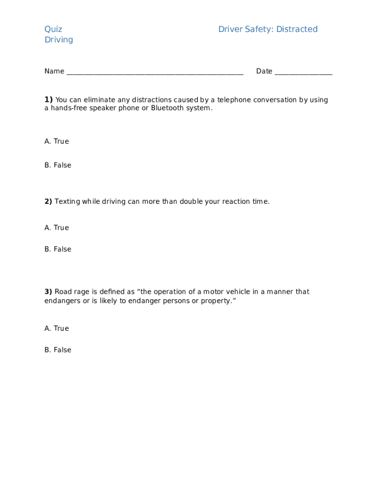 Distracted DrivingRI Division of Motor Vehicles Doc Template | pdfFiller