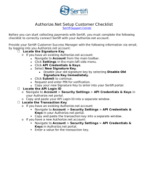 Authorize.Net for ACH payments - Sertifi Support Doc Template | pdfFiller