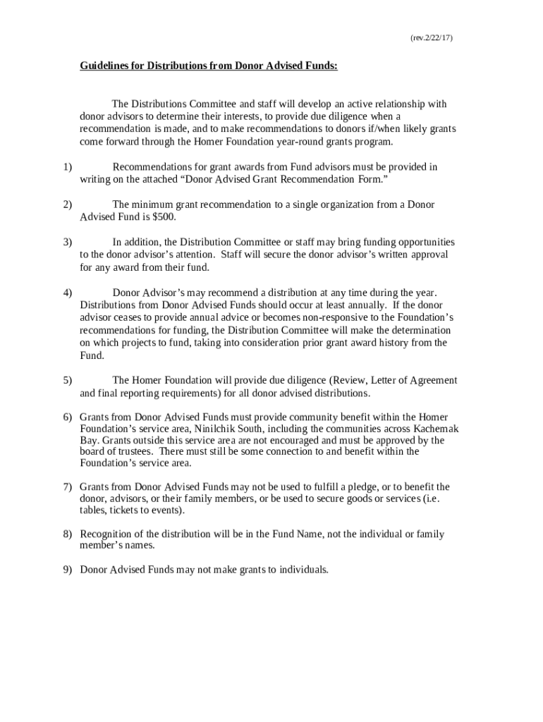 Primer on Donor Advised Funds and Current Issues Doc Template | pdfFiller