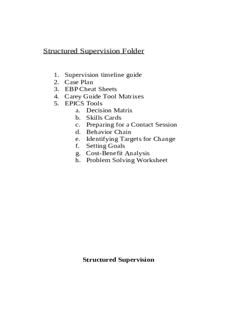 Structured Supervision Folder Doc Template | pdfFiller