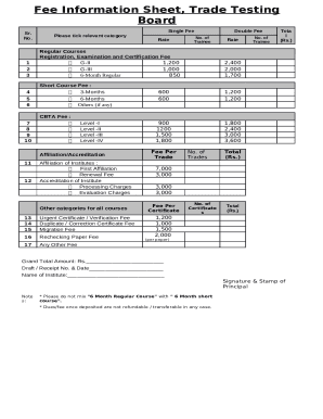 Fee Ination Sheet - ttbp edu Doc Template | pdfFiller