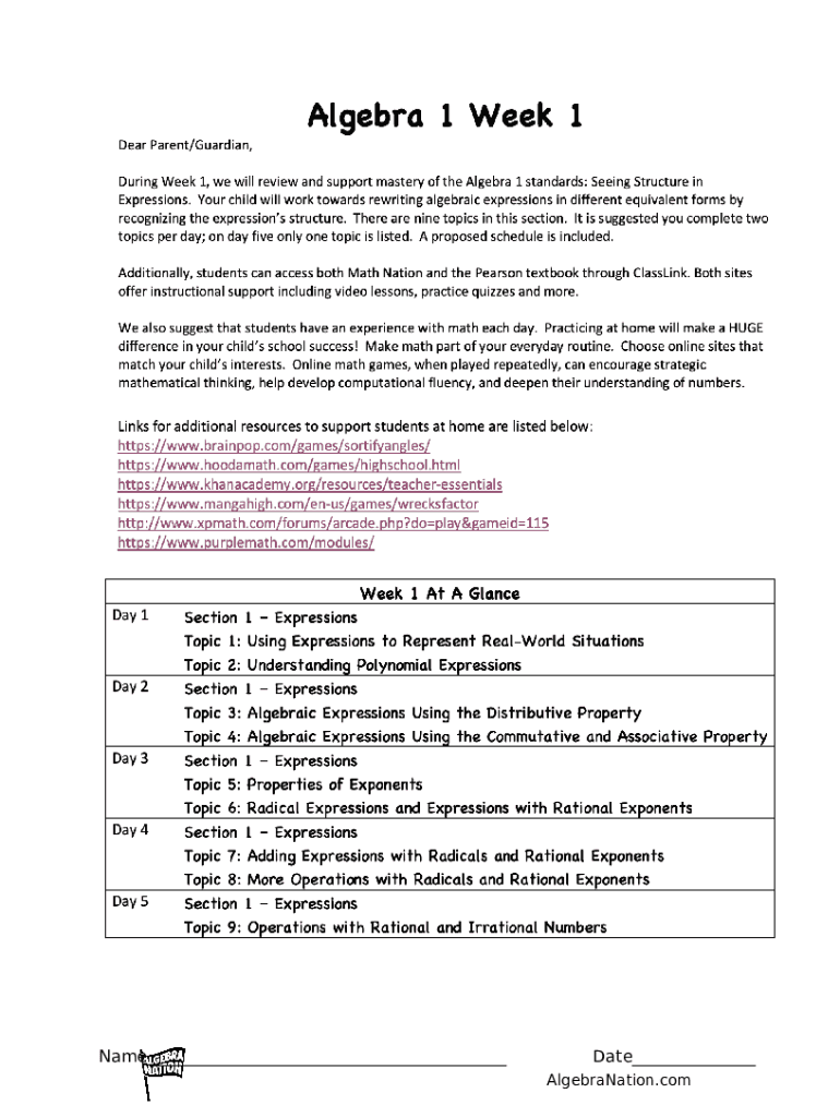 Topic 1 Using Expressions to Represent Real-World ... Doc Template ...