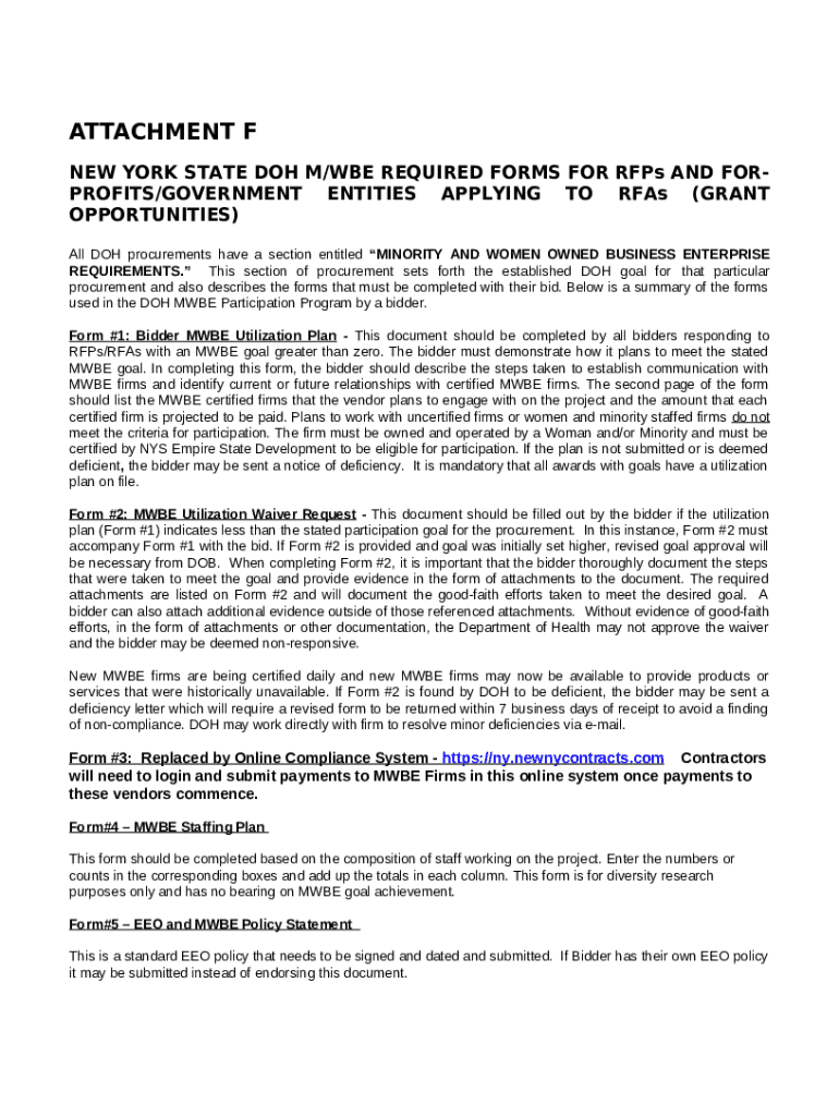 M/WBE #2 - New York State Department of Health Doc Template | pdfFiller