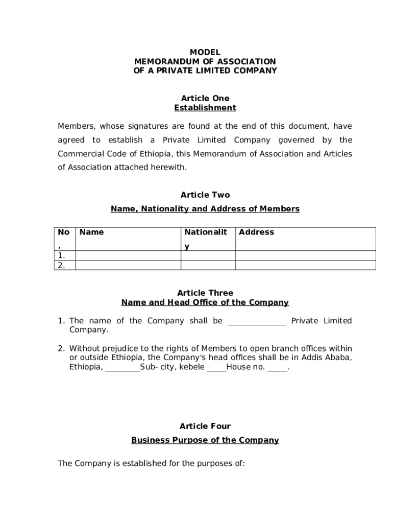 Laws in India: What is a Memorandum of Association (MoA)? Doc Template ...