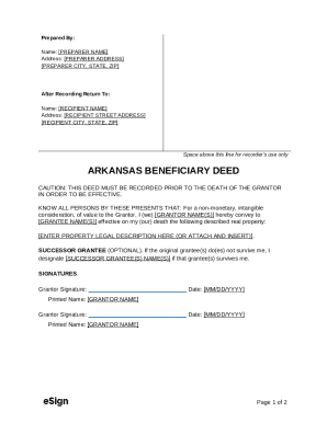 Arkansas Beneficiary Deed Doc Template | pdfFiller