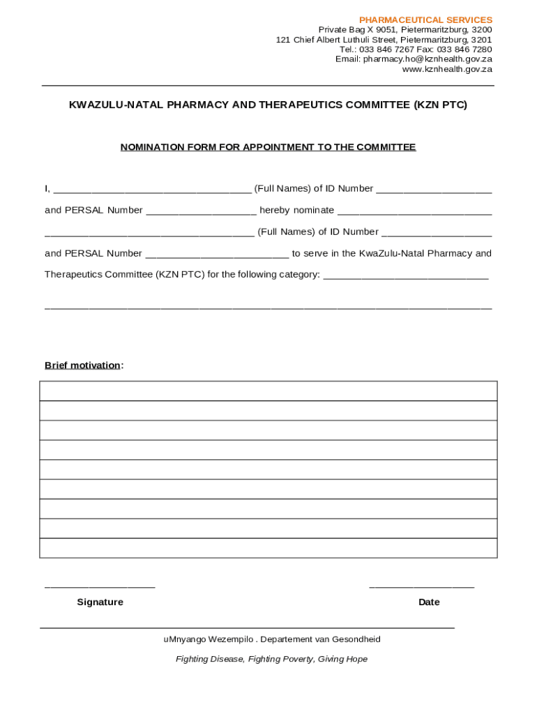 Notice of call for nominations to serve as committee members Doc Template | pdfFiller