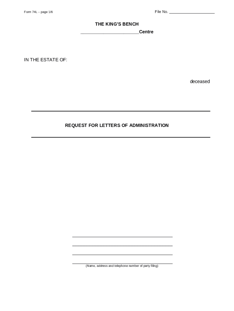 74M: Affidavit in Support of Request for Administration Doc Template | pdfFiller