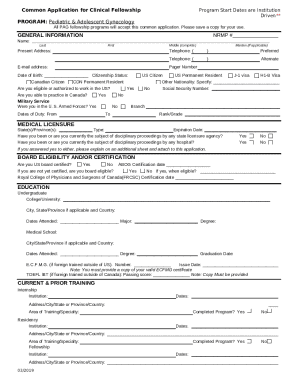 Common Application for Clinical Fellowship Program Start ... Doc ...