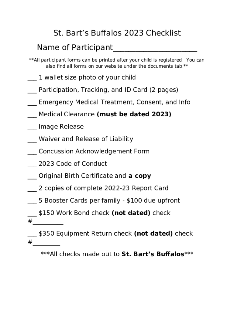 Documents for AYF/AYC Football & Cheer Doc Template | pdfFiller