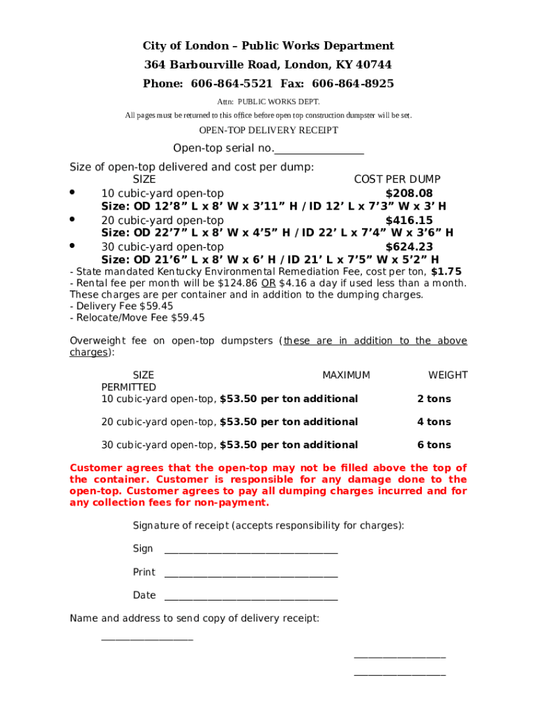 Online cityoflondonky City of London Public Works ... Doc Template ...