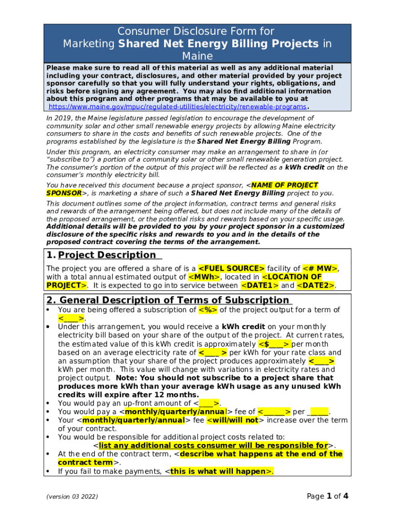 Net Energy Billing Tariff Rate Projects Doc Template | pdfFiller