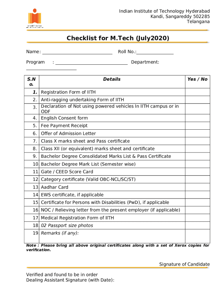 Registration s - Checklist Doc Template | pdfFiller