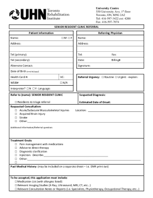 Fillable Online Senior Resident Clinic Referral Form Fax Email Print ...