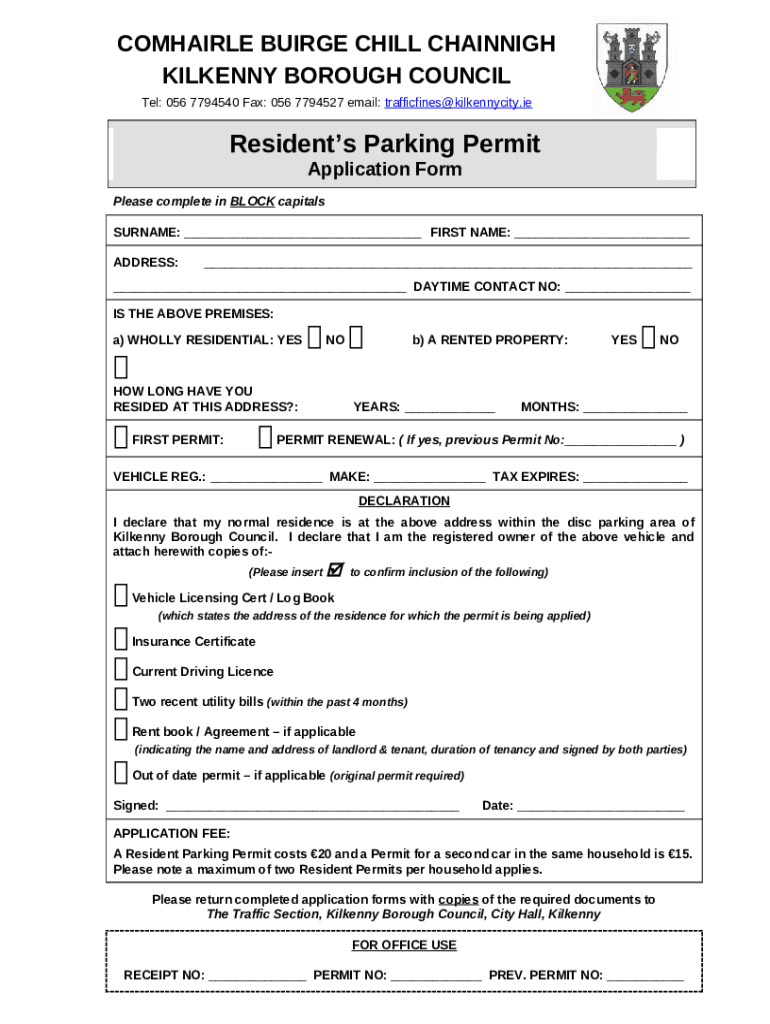 APPLICATION FOR PARKING PERMIT - City of Pasadena Doc Template | pdfFiller