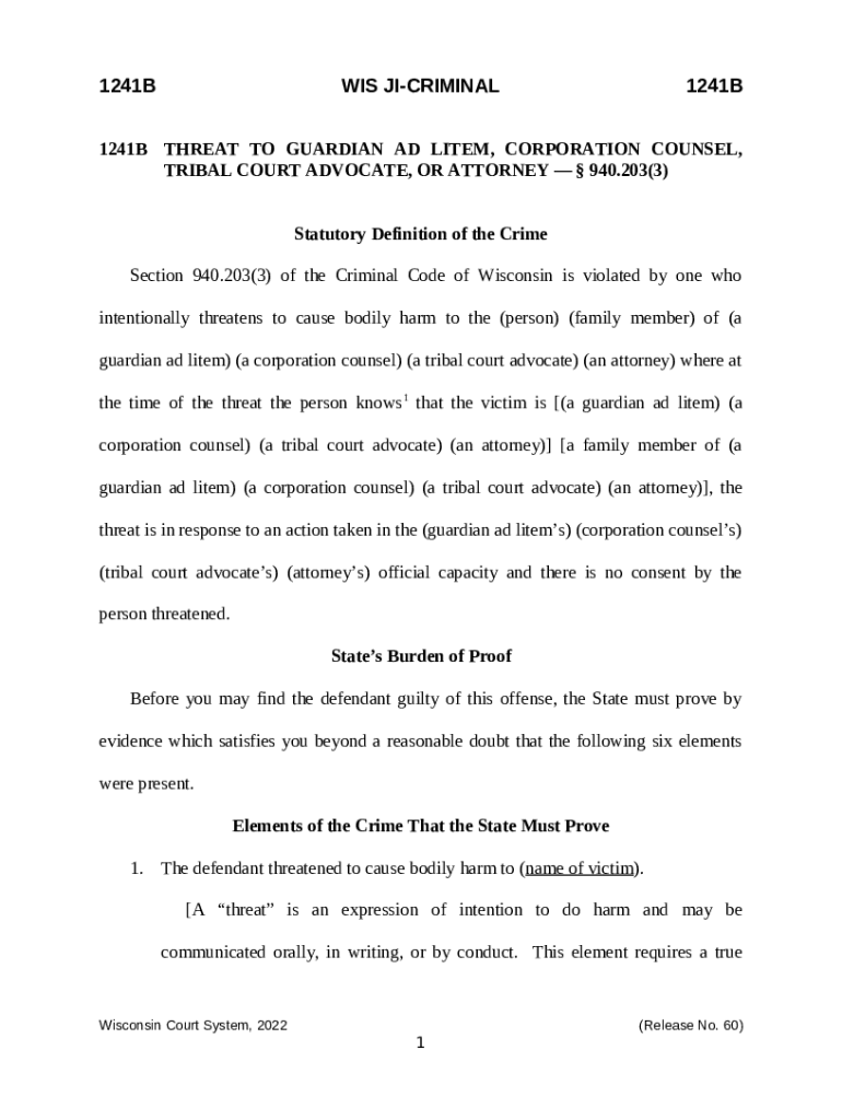 Threat to a judge - Wis. Stat. 940.203(2) defense lawyers Doc Template ...