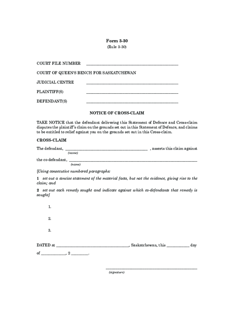 Fillable Online Notice of Cross Claim Fax Email Print - pdfFiller