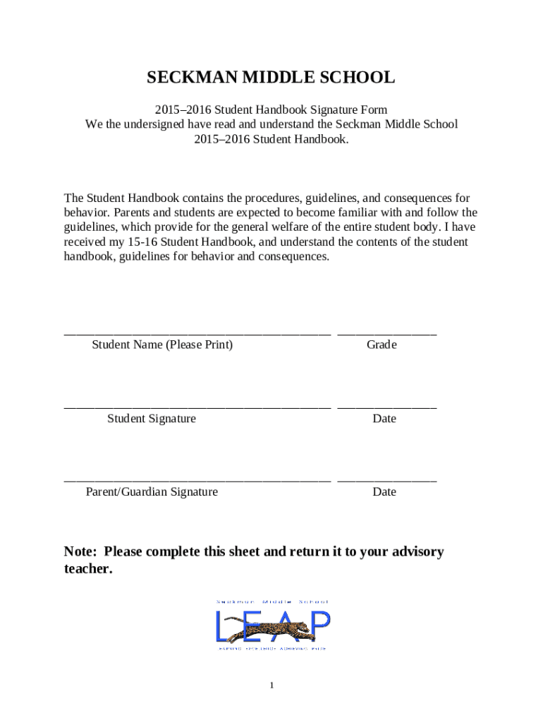 We the undersigned have read and understand the Seckman Middle School Doc Template | pdfFiller