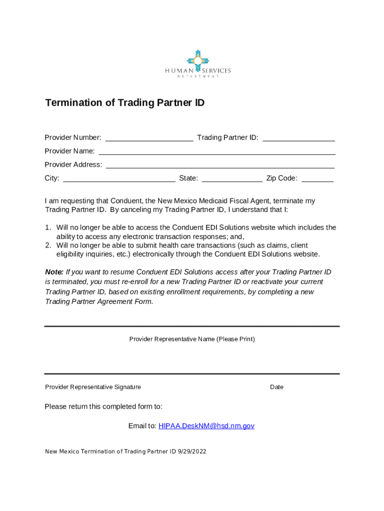 Trading Partner Agreement - New Mexico Medicaid Portal Doc Template ...