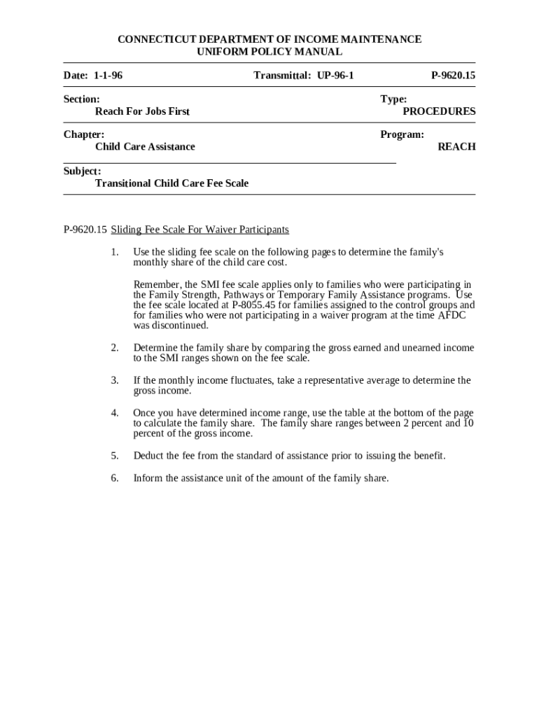 OF INCOME MAINTENANCE ; UNI POLICY MANUA Doc Template | pdfFiller