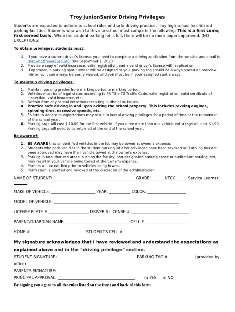 Driving Expectations (Drop-off/Pickup) - Athens High School Doc Template | pdfFiller