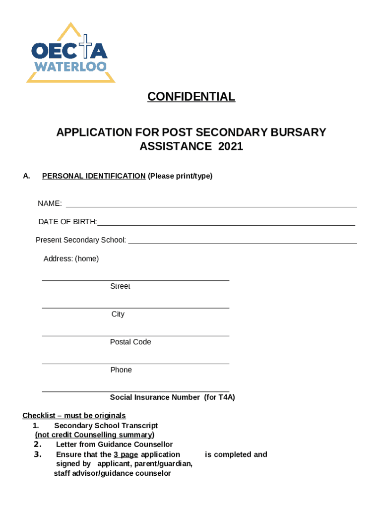 Bursary Application 2019-2020.doc - stbenedict wcdsb Doc Template | pdfFiller