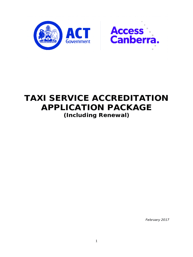 Taxi service accreditation application package Doc Template | pdfFiller