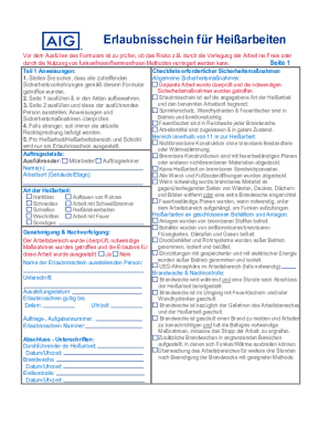 Ausfüllbar Online J1911786-06 AIG DE Hot Work Permit German.indd Fax ...