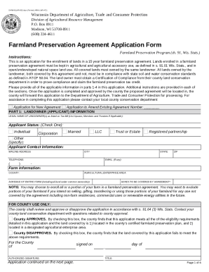 Farmland Preservation Agreement Application Part One - datcp wi Doc ...