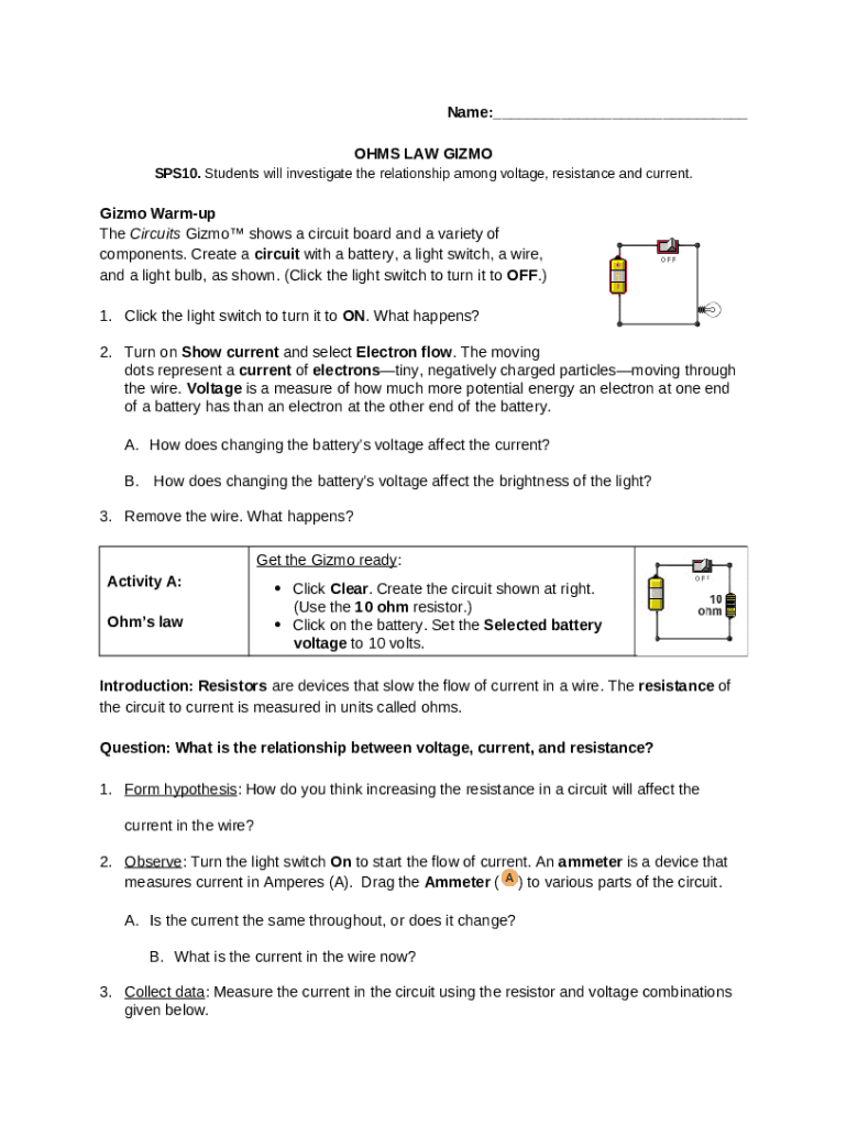 Ohms Law Lab sheet - click here Doc Template | pdfFiller
