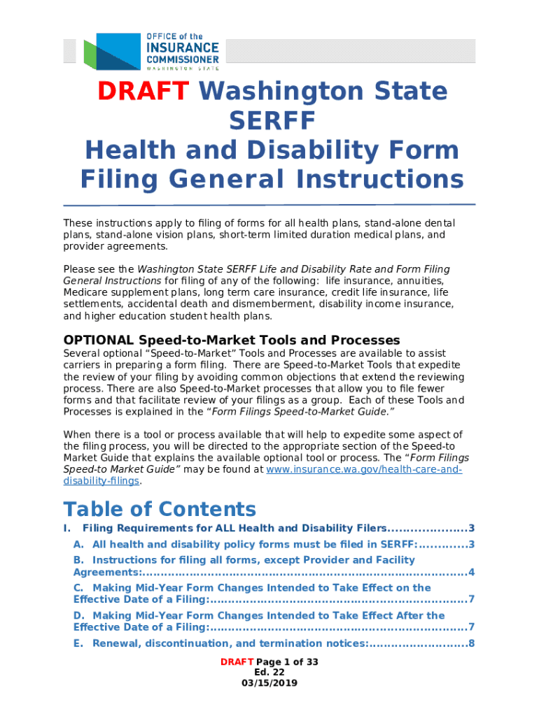 Draft Instructions - s - SERFF HD Filing General Instructions. A draft ...