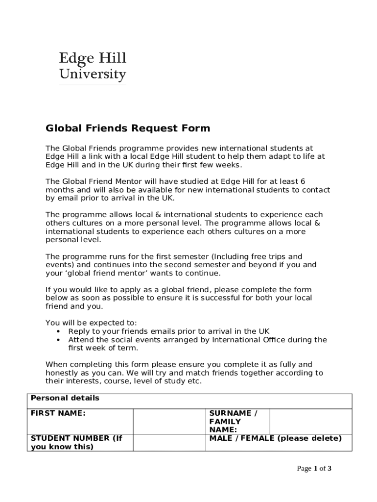 Global Friends request Doc Template | pdfFiller