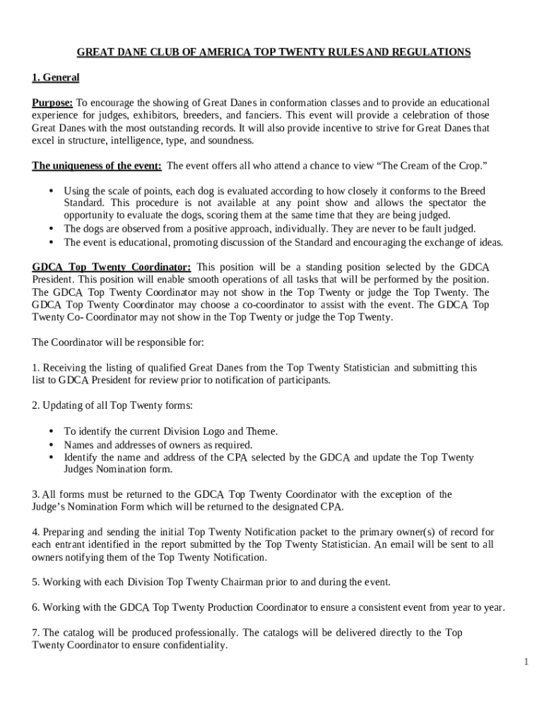 GDCA TOP 20 Score Sheet Doc Template | pdfFiller