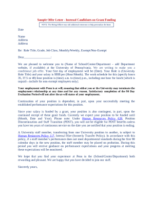 New Hire Internal Candidate Job Offer Letter Sample (Date) Doc Template ...