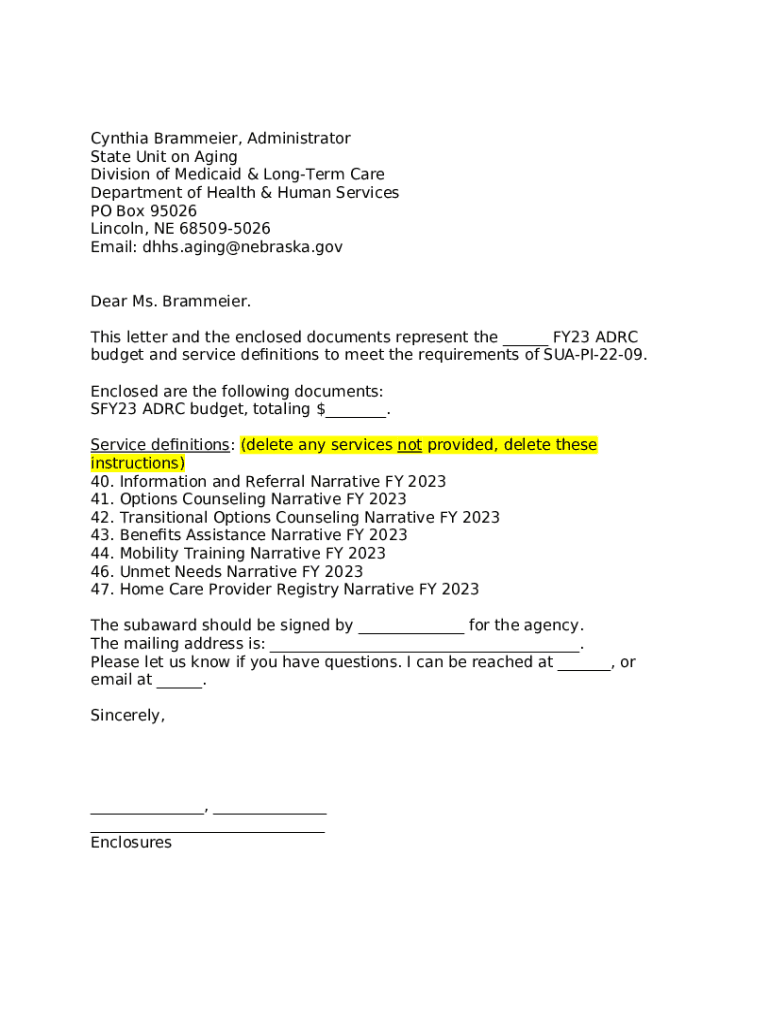 SFY23 APO Sample Application Cover Letter SFY23 - dhhs ne Doc Template ...